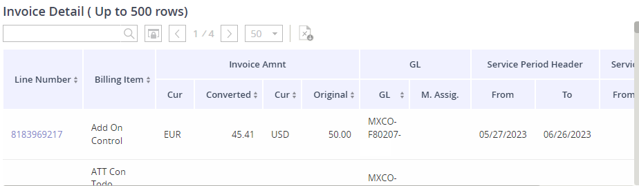 Focusing on an invoice record