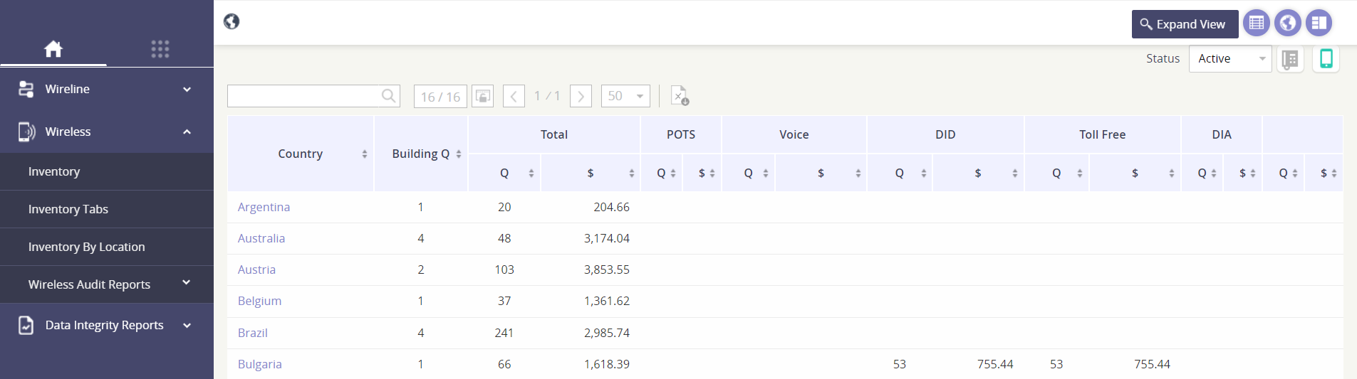 Viewing your wireless inventory by location