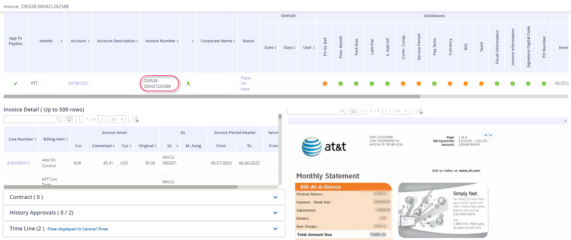 Invoices - Inbox - Focusing on an invoice record